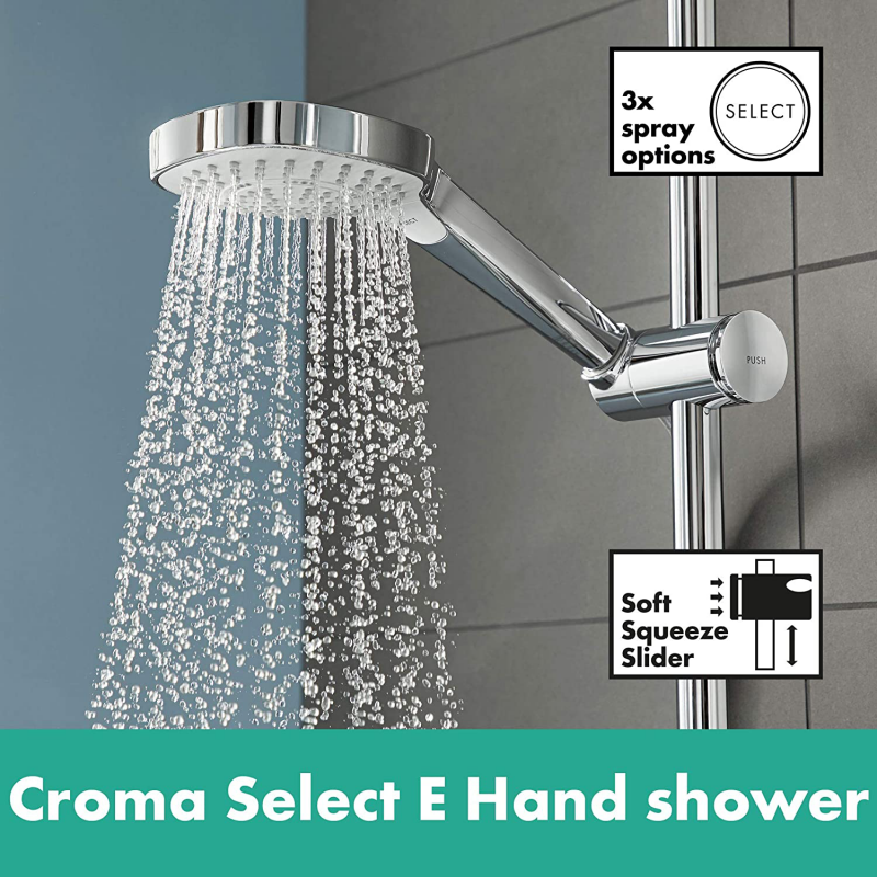 Croma E Showerpipe 280 1jet Ecosmart With Thermostat Chrome Hansgrohe